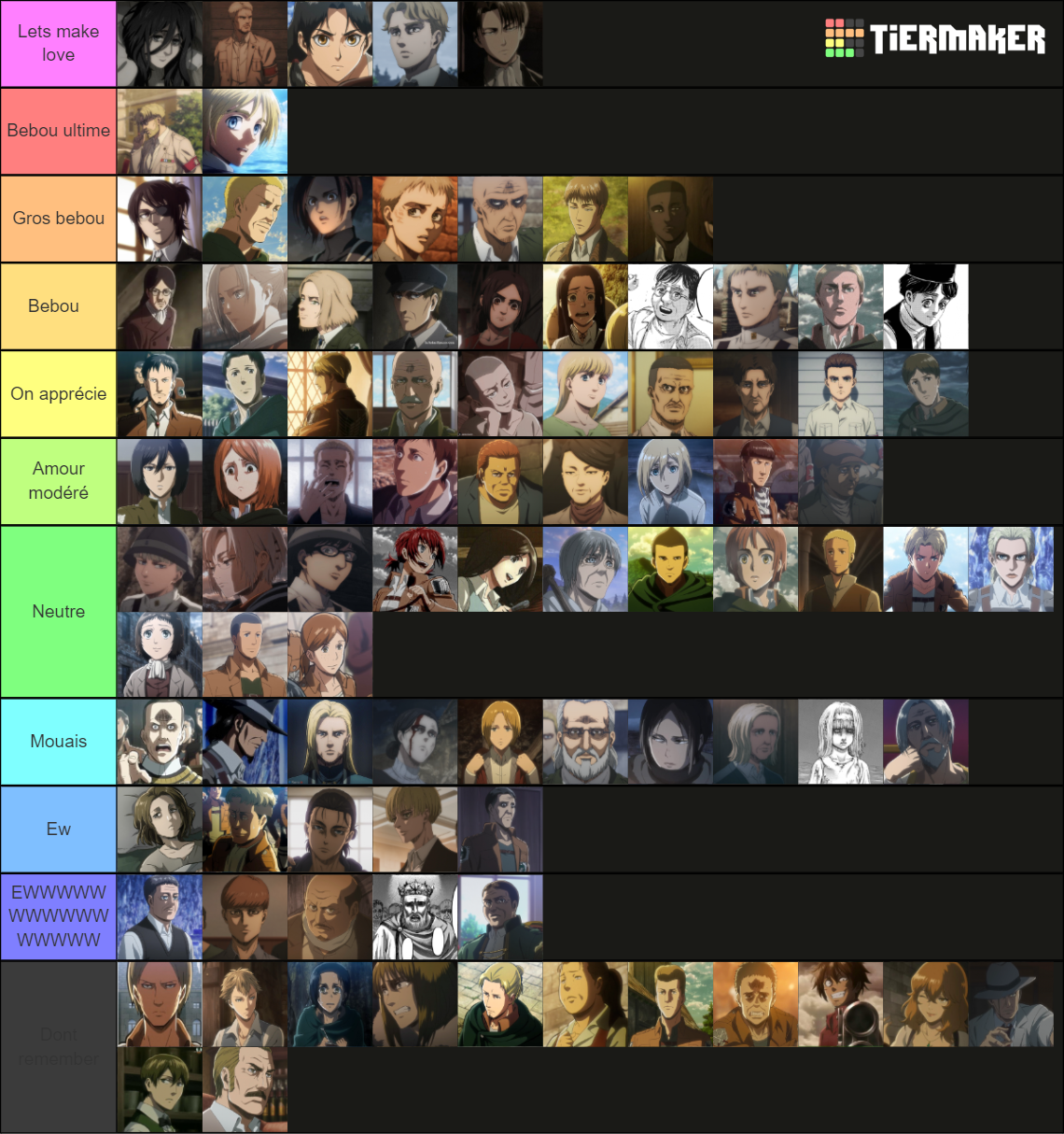 ALL AOT/SNK CHARACTERS (70) Tier List (Community Rankings) - TierMaker