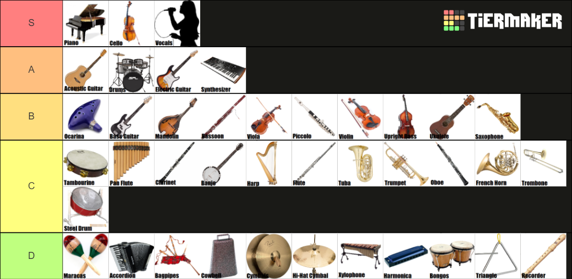Ultimate Instrument Tier List (Community Rankings) - TierMaker