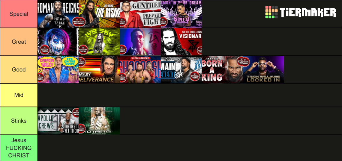 Every WWE Def Rebel Theme Song Tier List (Community Rankings) - TierMaker