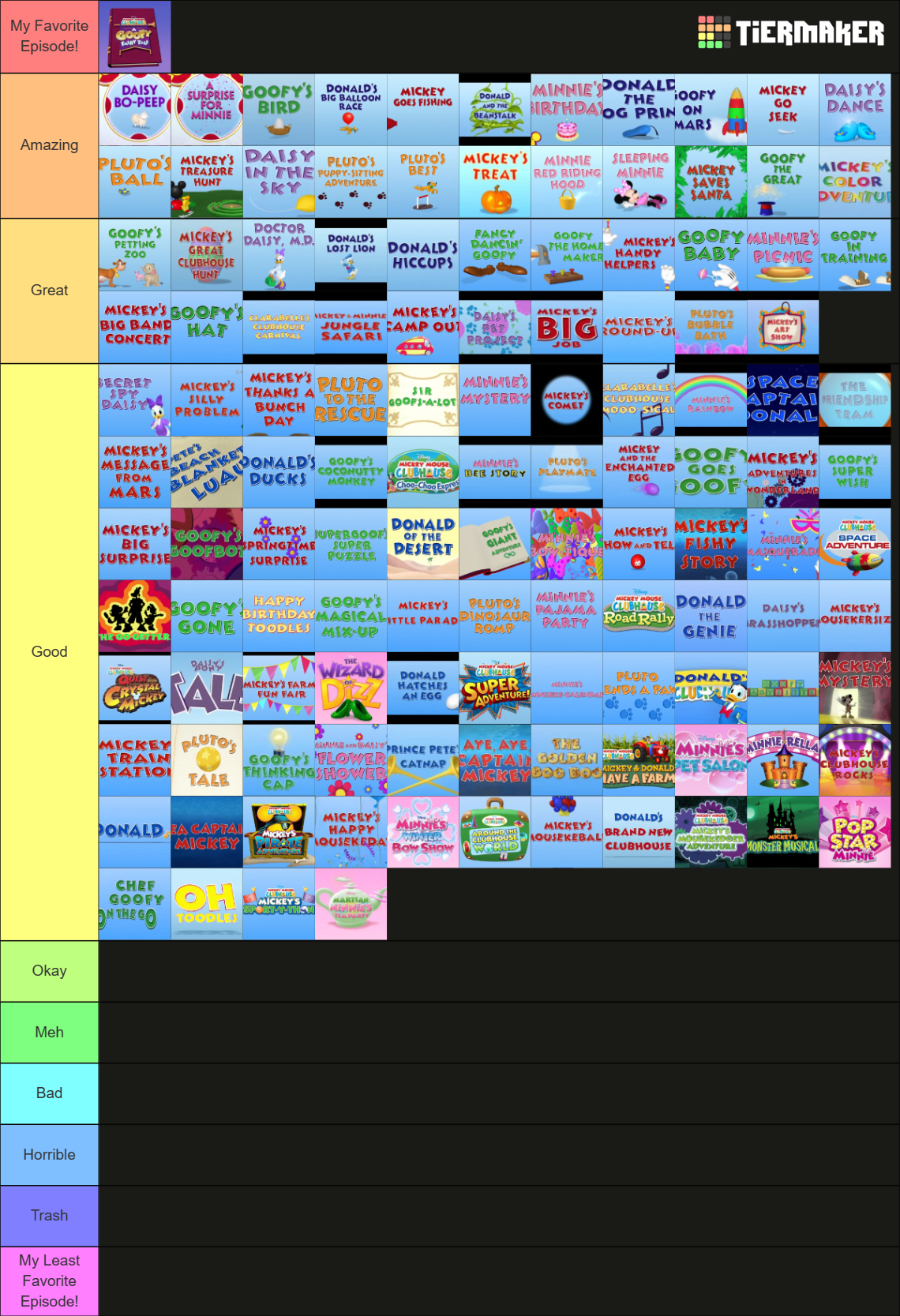 Mickey Mouse Clubhouse Episodes Tier List (Community Rankings) - TierMaker