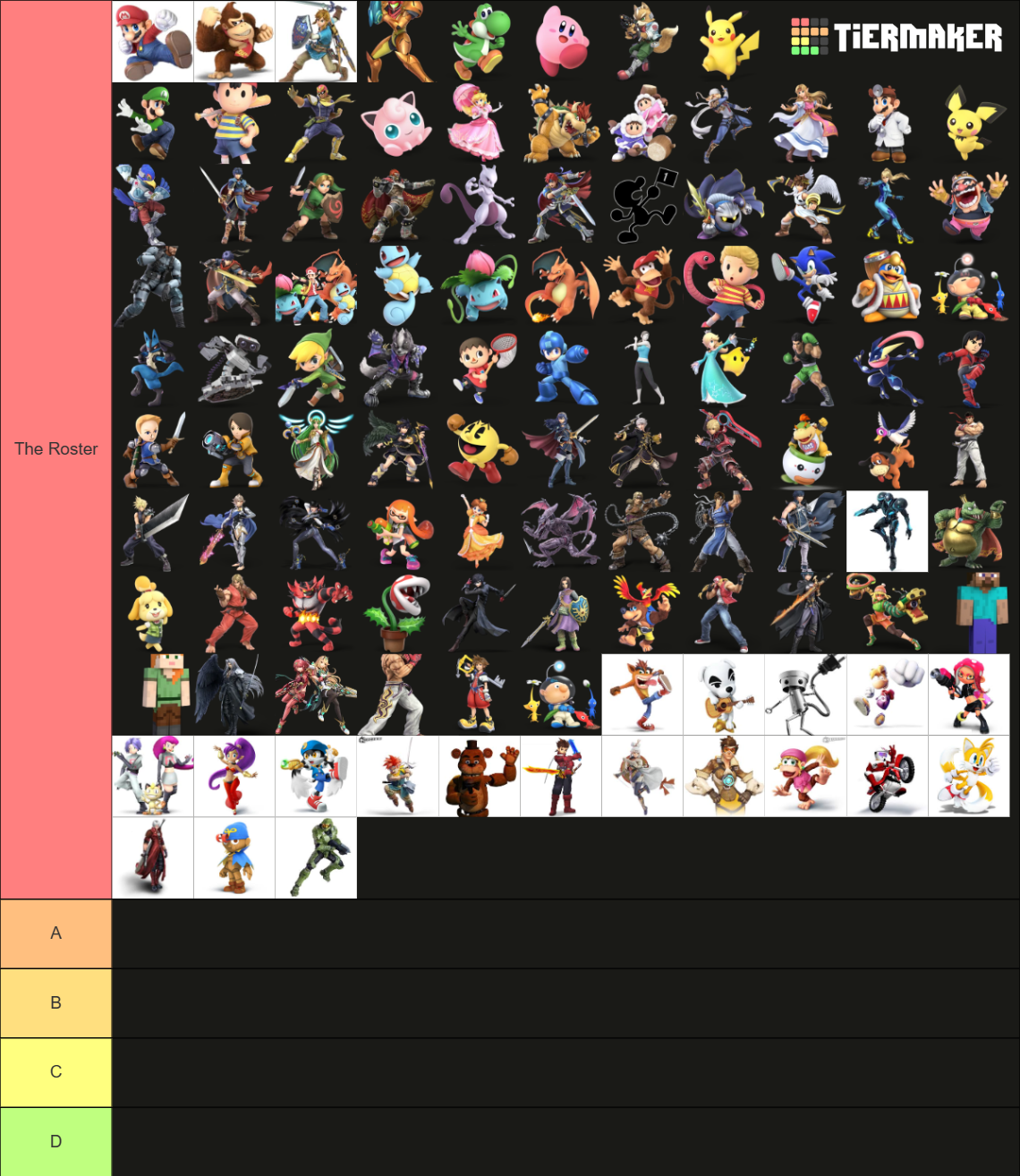 Smash Bros Roster Maker Tier List (Community Rankings) - TierMaker