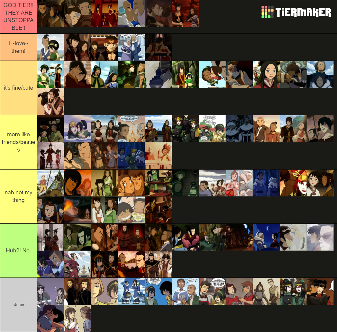 Avatar: The Last Airbender Ship (with rarepairs) Tier List (Community ...
