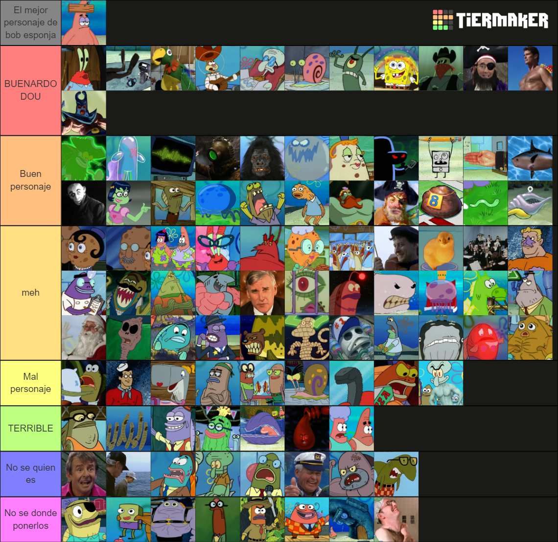 Ultimate Season 1-3 Spongebob Characters Tier List (Community Rankings) - TierMaker