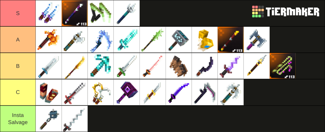 Minecraft Dungeons Weapon Tier List (Community Rankings) - TierMaker