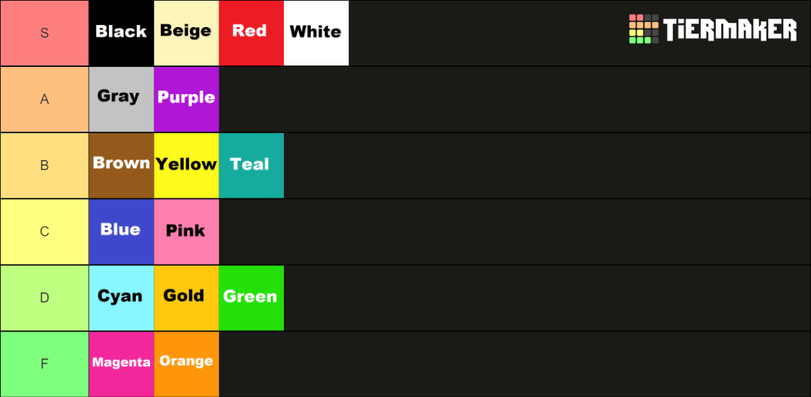 Favorite Color Tier List (Community Rankings) - TierMaker