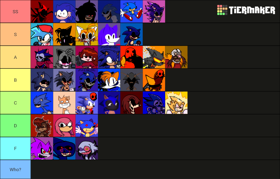 VS Sonic.EXE Characters (Includes v3.0) Tier List (Community Rankings ...