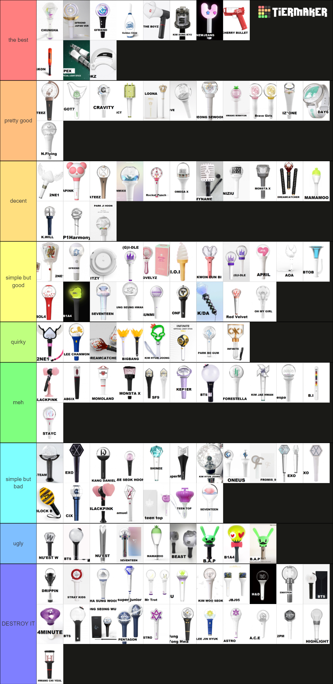 Every KPOP lightstick with group and soloist names Tier List (Community ...
