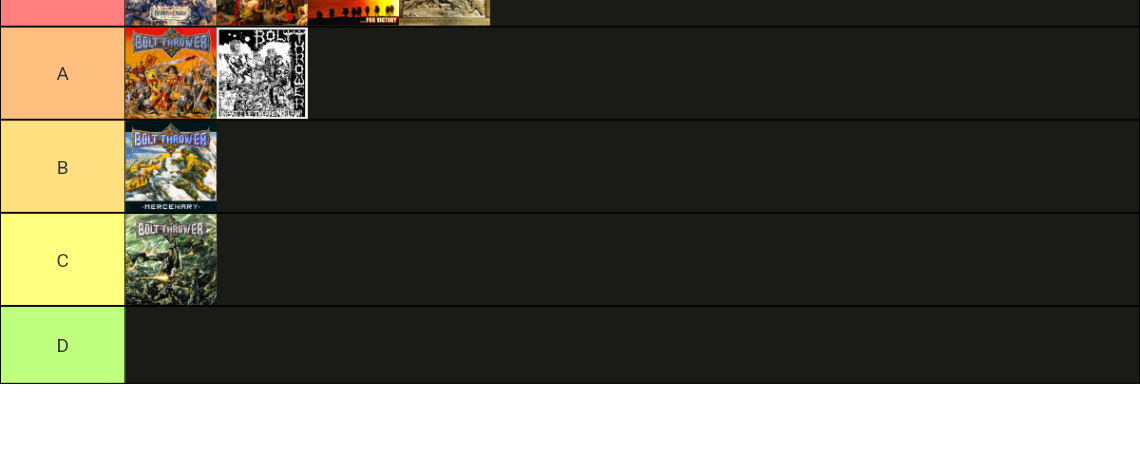 Bolt Thrower albums Tier List (Community Rankings) - TierMaker