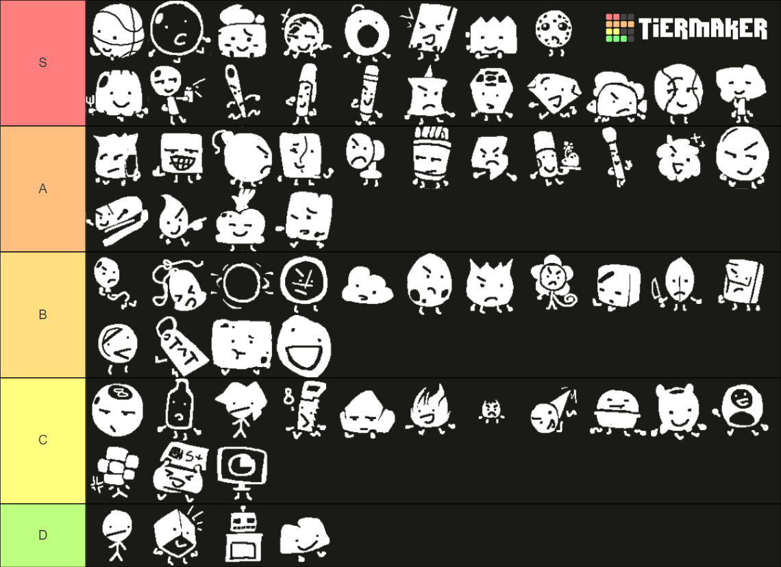 BFB/TPOT Characters - Monochrome Icons Tier List (Community Rankings ...