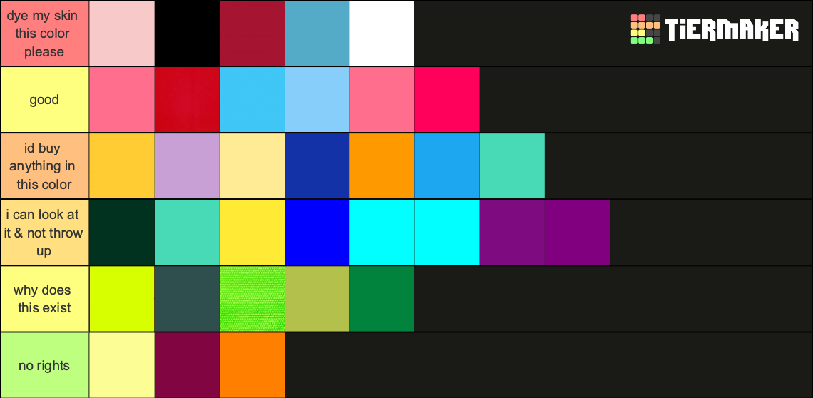 favorite color Tier List (Community Rankings) - TierMaker
