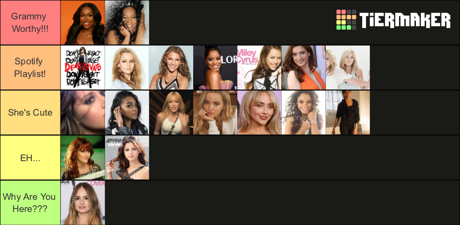 Disney Channel Singers: Female Tier List (Community Rankings) - TierMaker