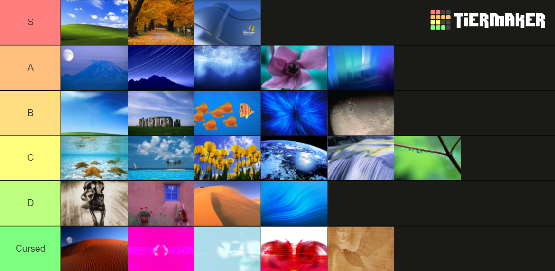 Windows XP Wallpapers Tier List (Community Rankings) - TierMaker