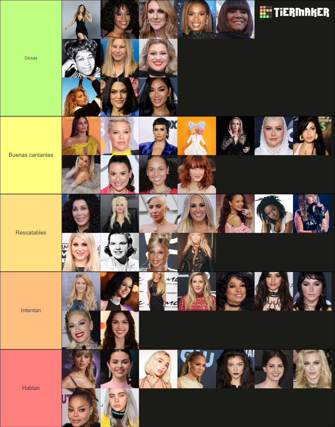 Singers ranking Tier List (Community Rankings) - TierMaker