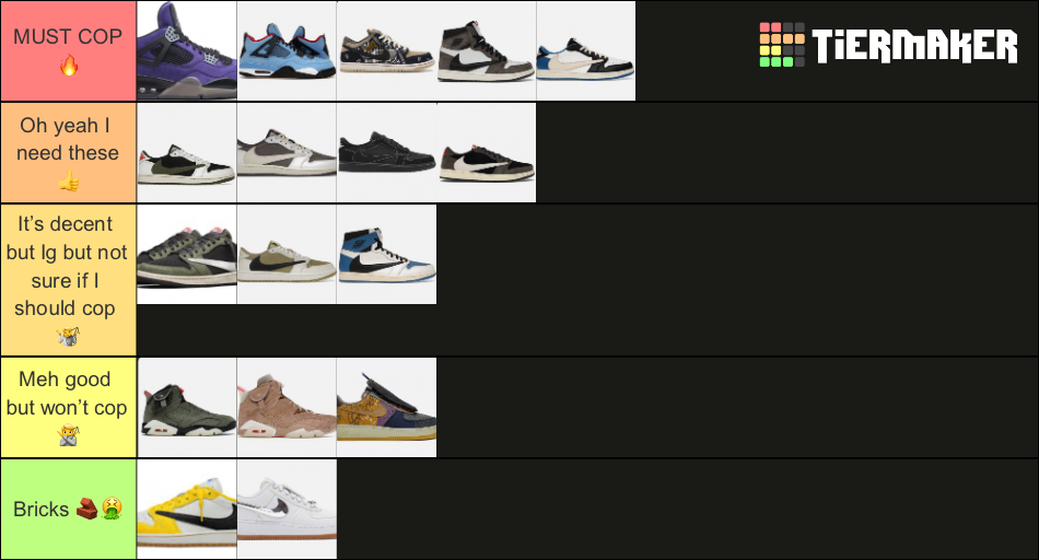 Travis Scott Jordan tierlist Tier List (Community Rankings) - TierMaker