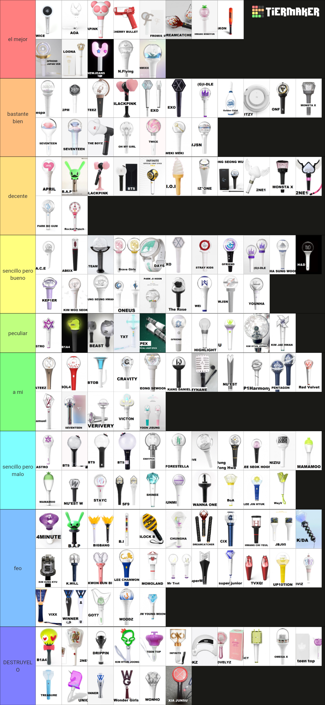 Every KPOP lightstick with group and soloist names Tier List (Community ...