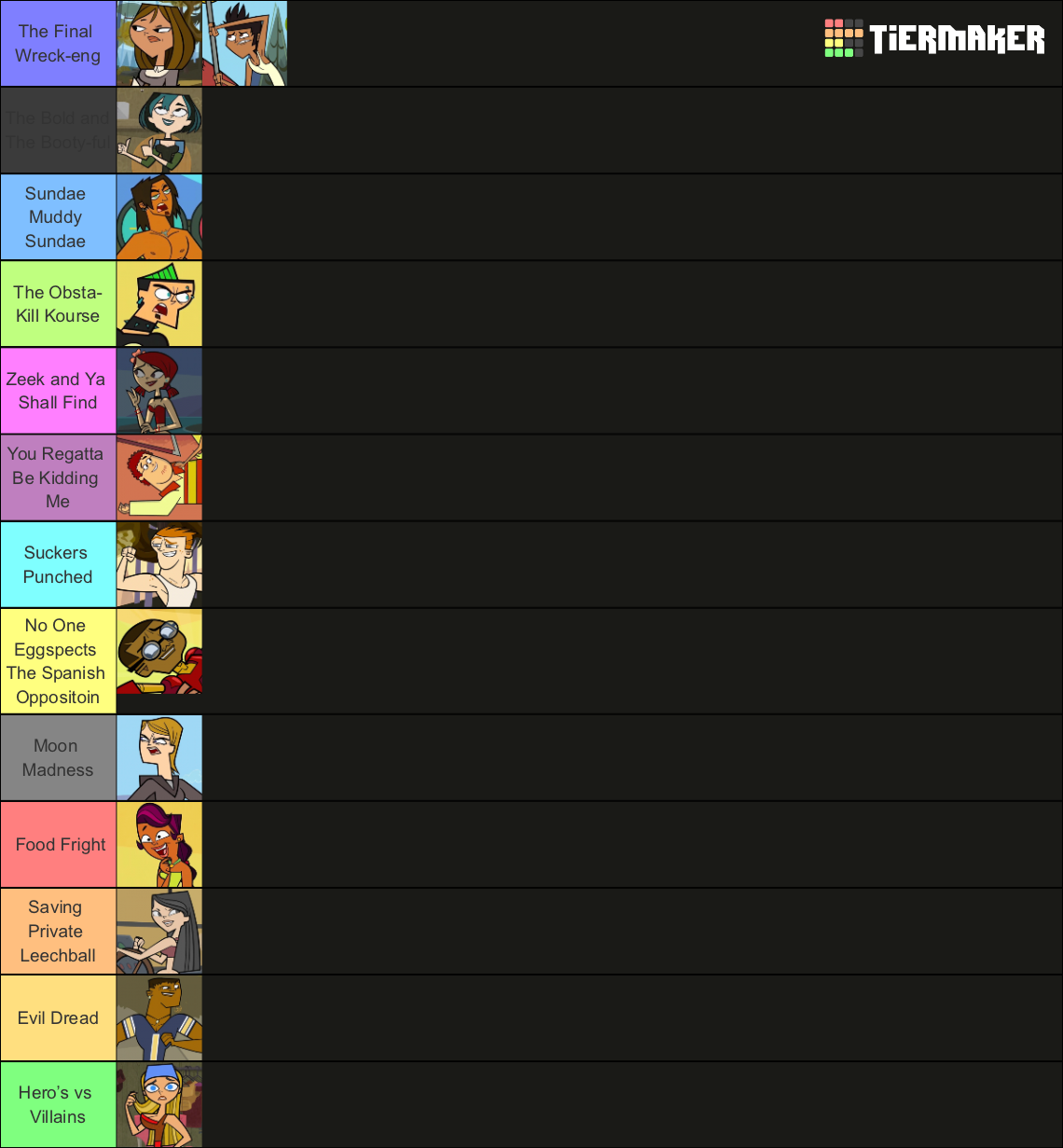 Total Drama All Characters (TDI 2023 Included, minor spoils) Tier List ...