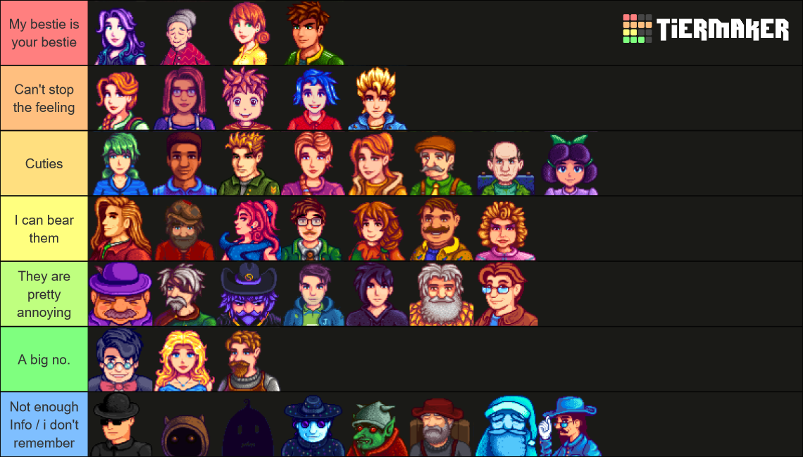 Stardew Valley Characters Tier List (Community Rankings) - TierMaker