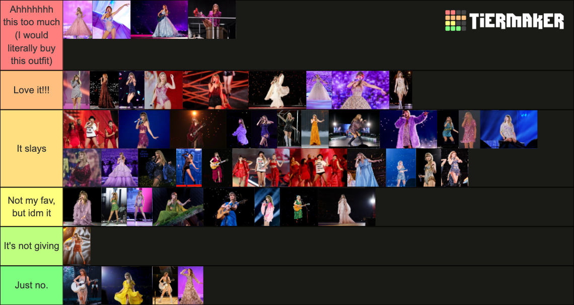 Eras Tour Outfits Tier List (Community Rankings) - TierMaker