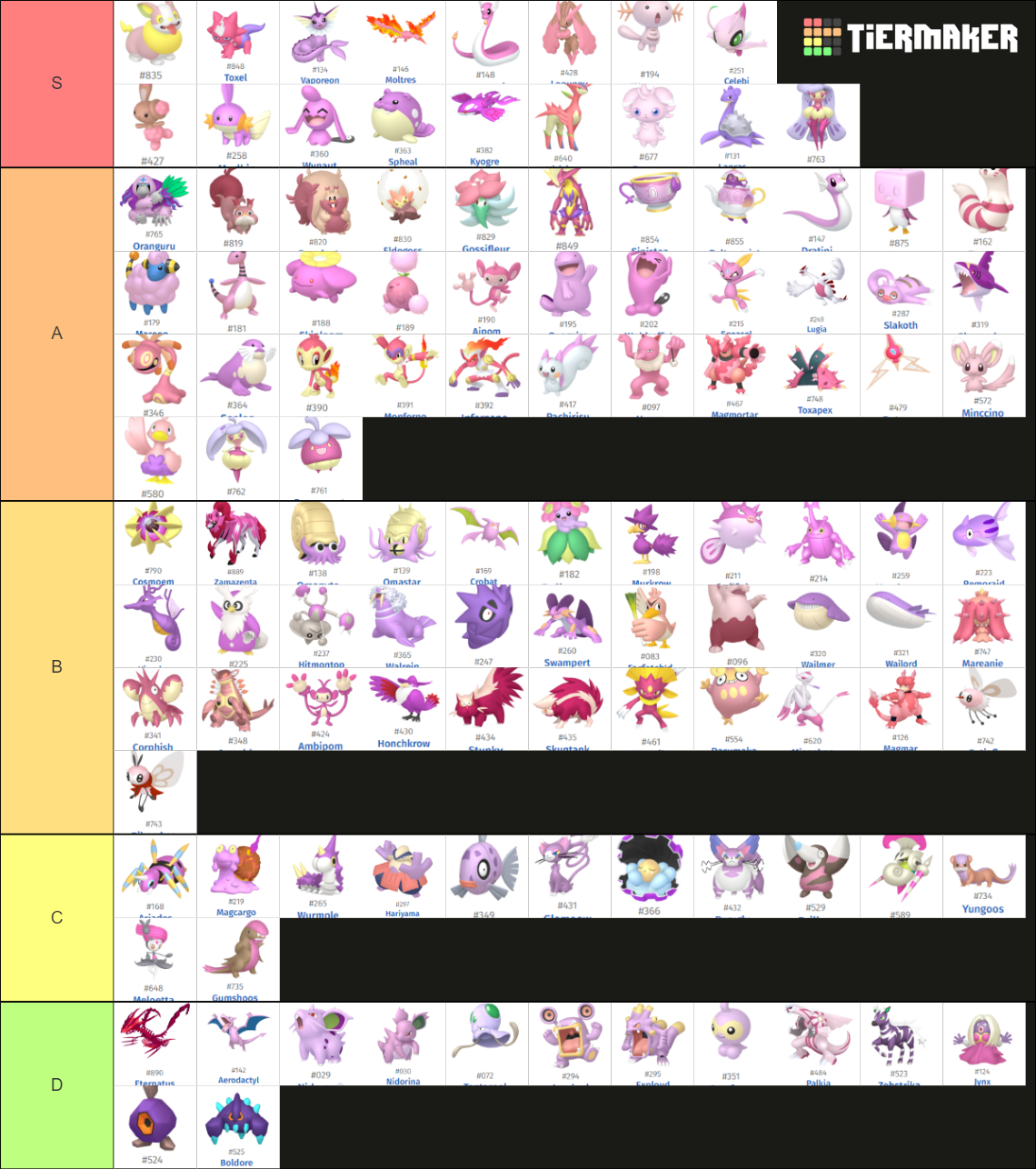 Pink shiny pokemon Tier List (Community Rankings) - TierMaker