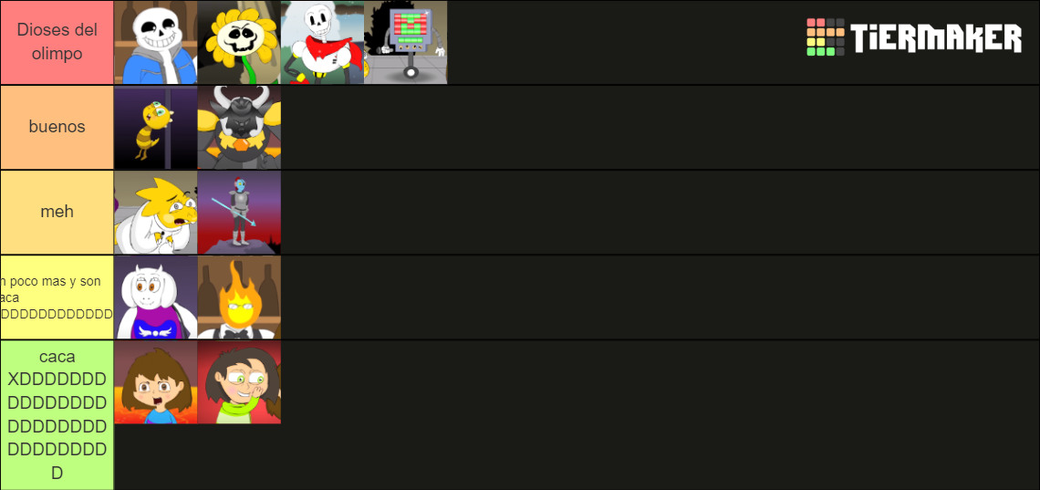 Story of Undertale characters Tier List (Community Rankings) - TierMaker
