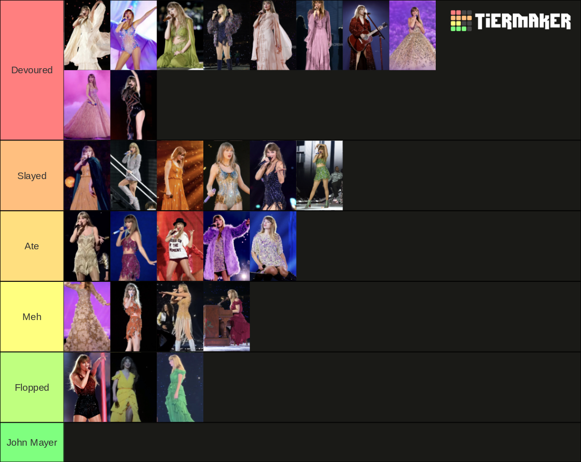 Rank Taylor Swift Eras Tour Outfits! Tier List (Community Rankings ...