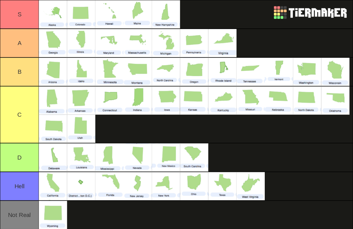 Best U.S. States Tier List (Community Rankings) - TierMaker