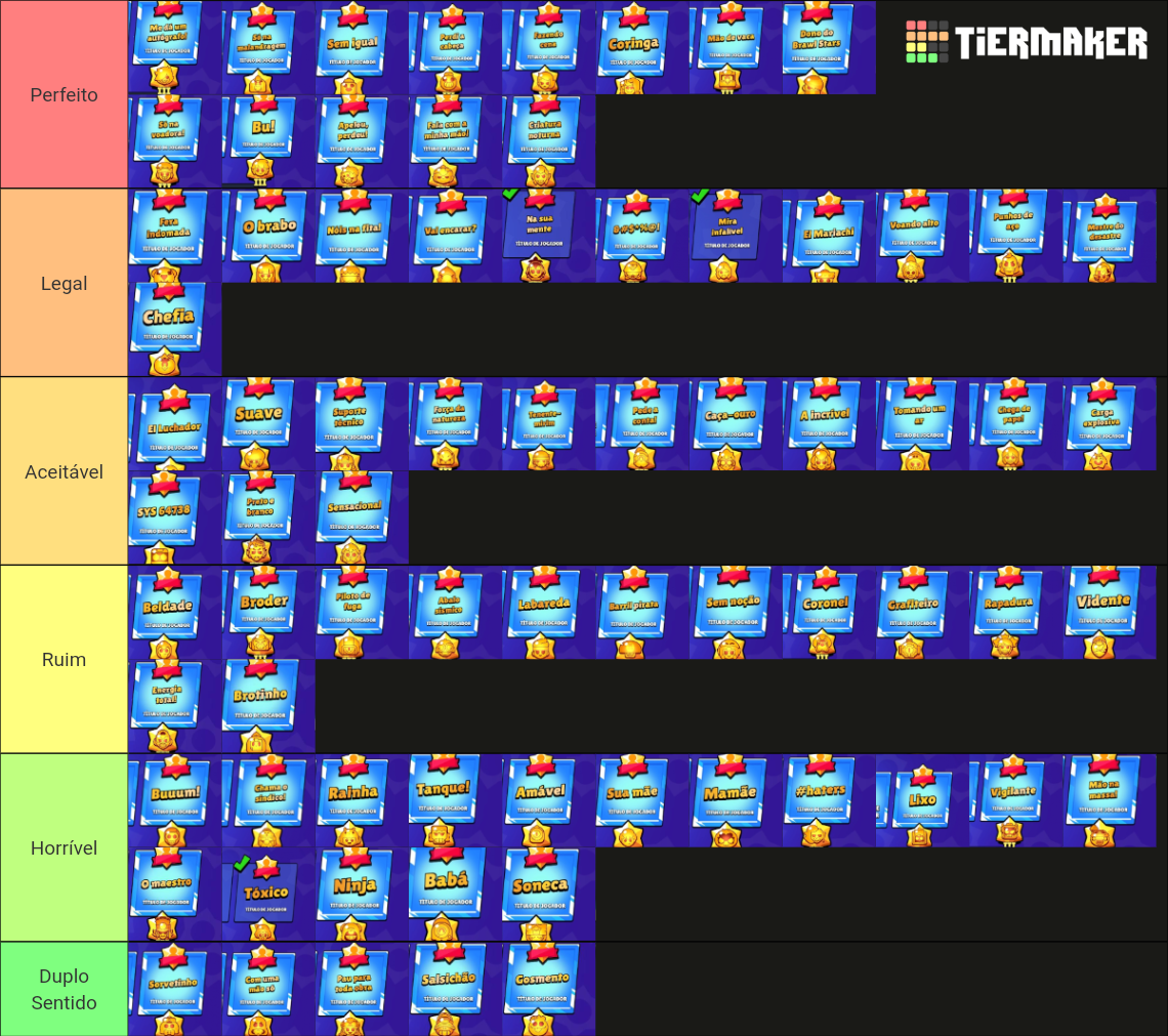 Títulos do brawl stars Tier List (Community Rankings) - TierMaker