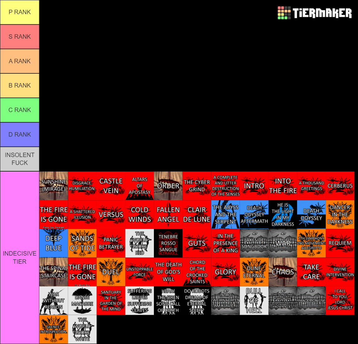 Ultrakill OST (Layer 7 Included) Tier List (Community Rankings) - TierMaker