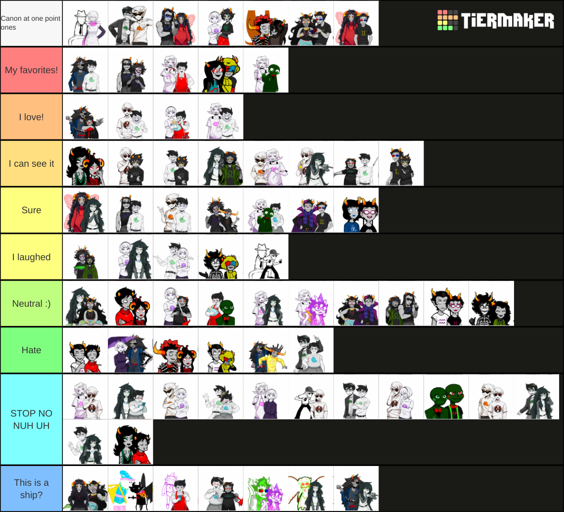 Homestuck ships Tier List (Community Rankings) - TierMaker