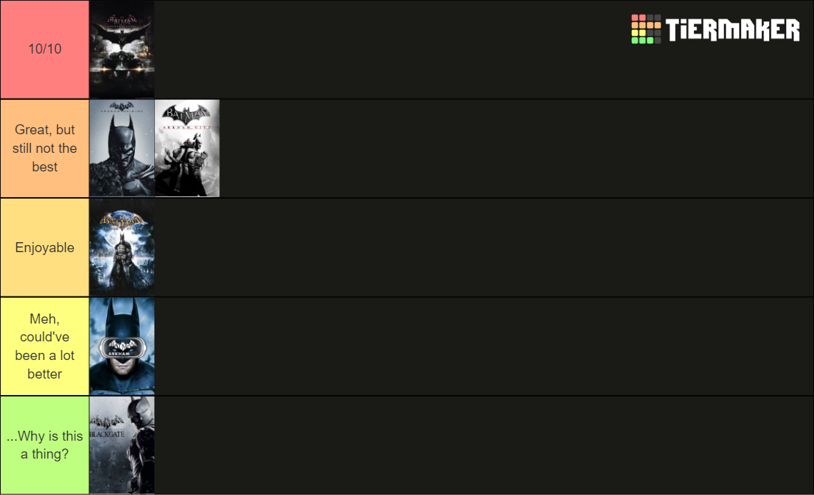 Batman: Arkham Games Tier List (Community Rankings) - TierMaker