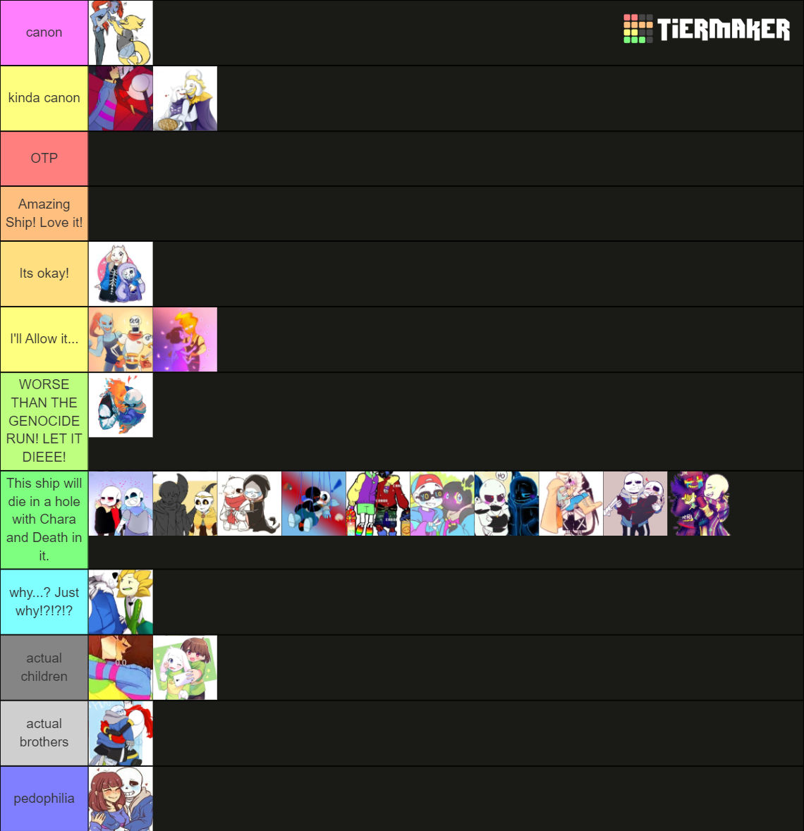 Undertale Ships Tier List (Community Rankings) - TierMaker