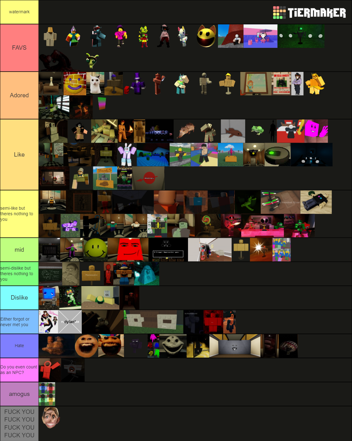 every regretevator npc tierlist (as of 6/13/24) Tier List (Community ...