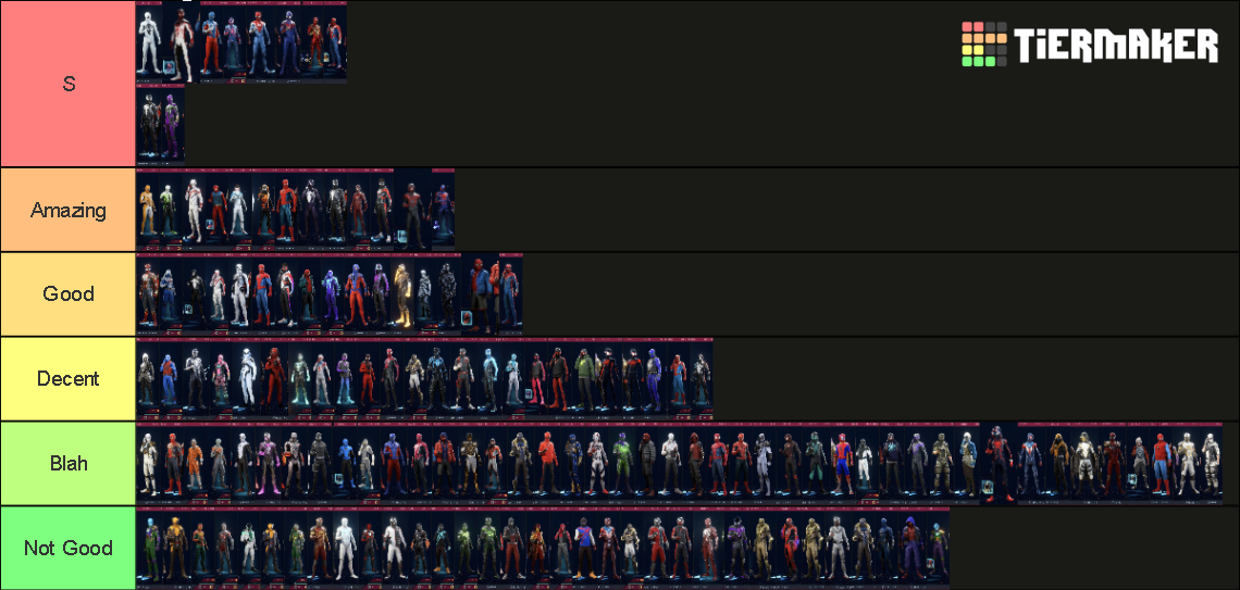 All 215 spiderman 2 suits Tier List (Community Rankings) - TierMaker