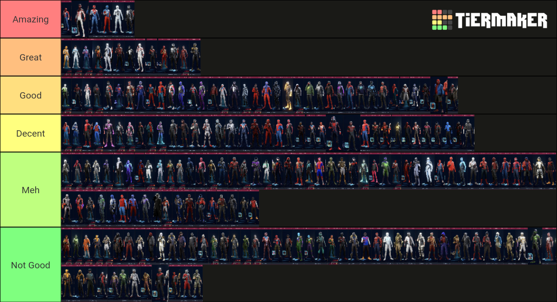 All 215 spiderman 2 suits Tier List (Community Rankings) - TierMaker