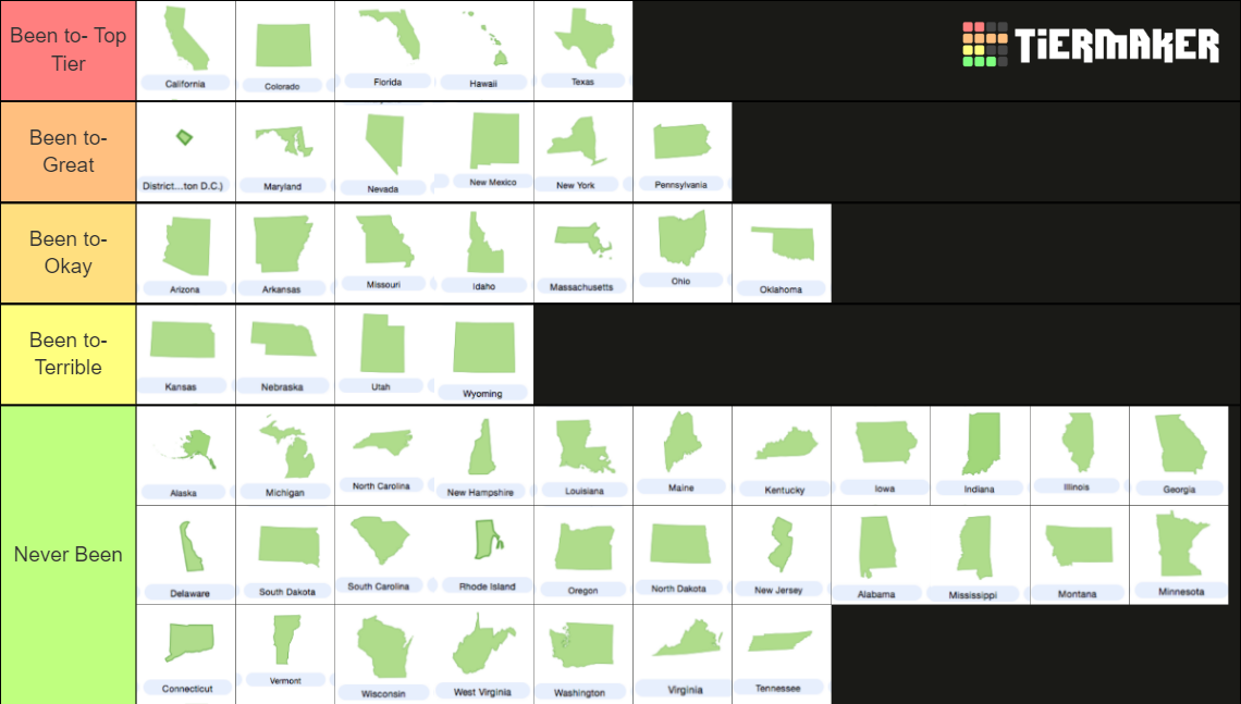 Best U.S. States Tier List (Community Rankings) - TierMaker
