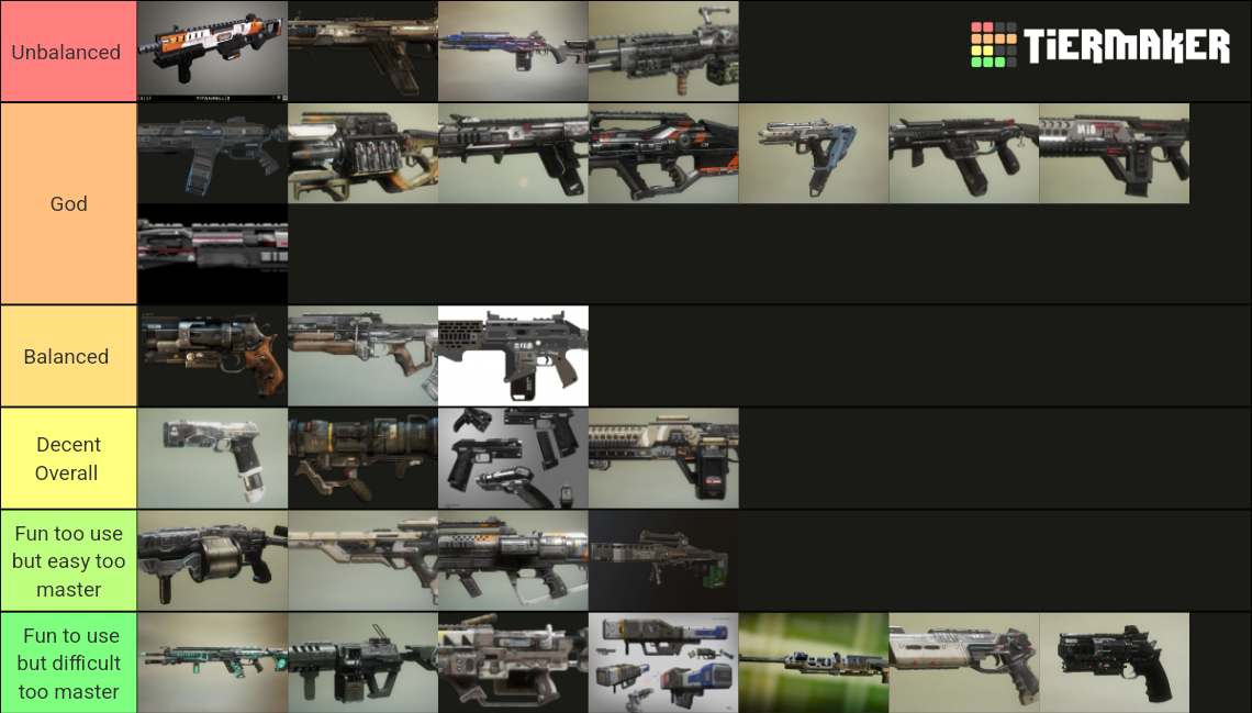 TitanFall 2 All weapon Tiers Tier List (Community Rankings) - TierMaker