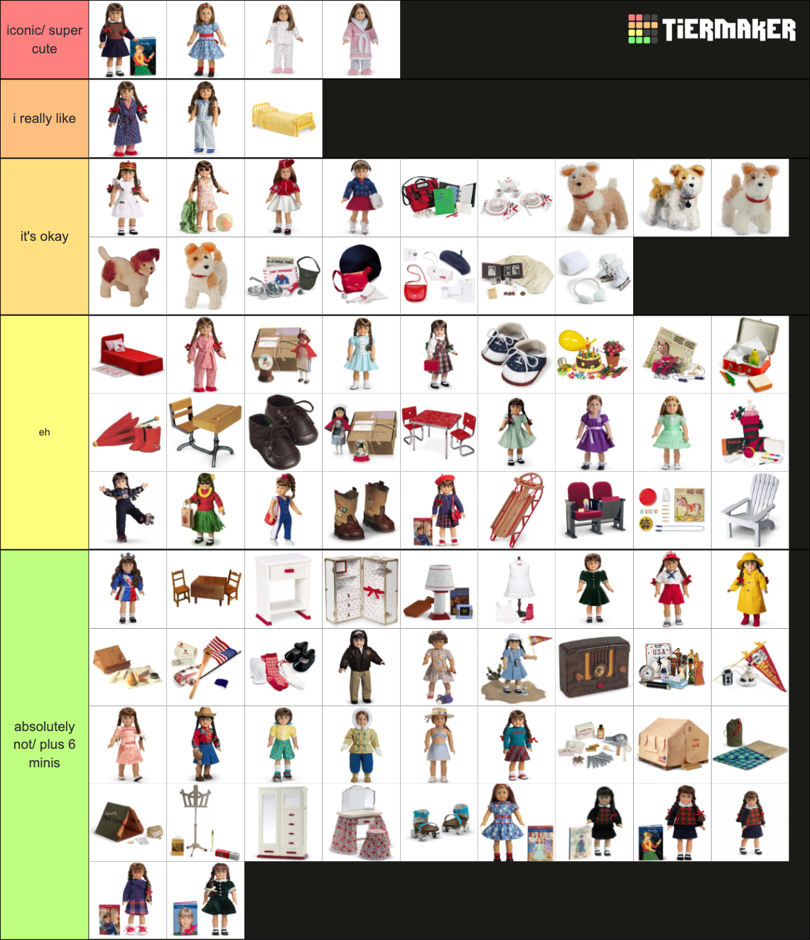 American Girl - Molly McIntire/Emily Bennett Collection Tier List ...