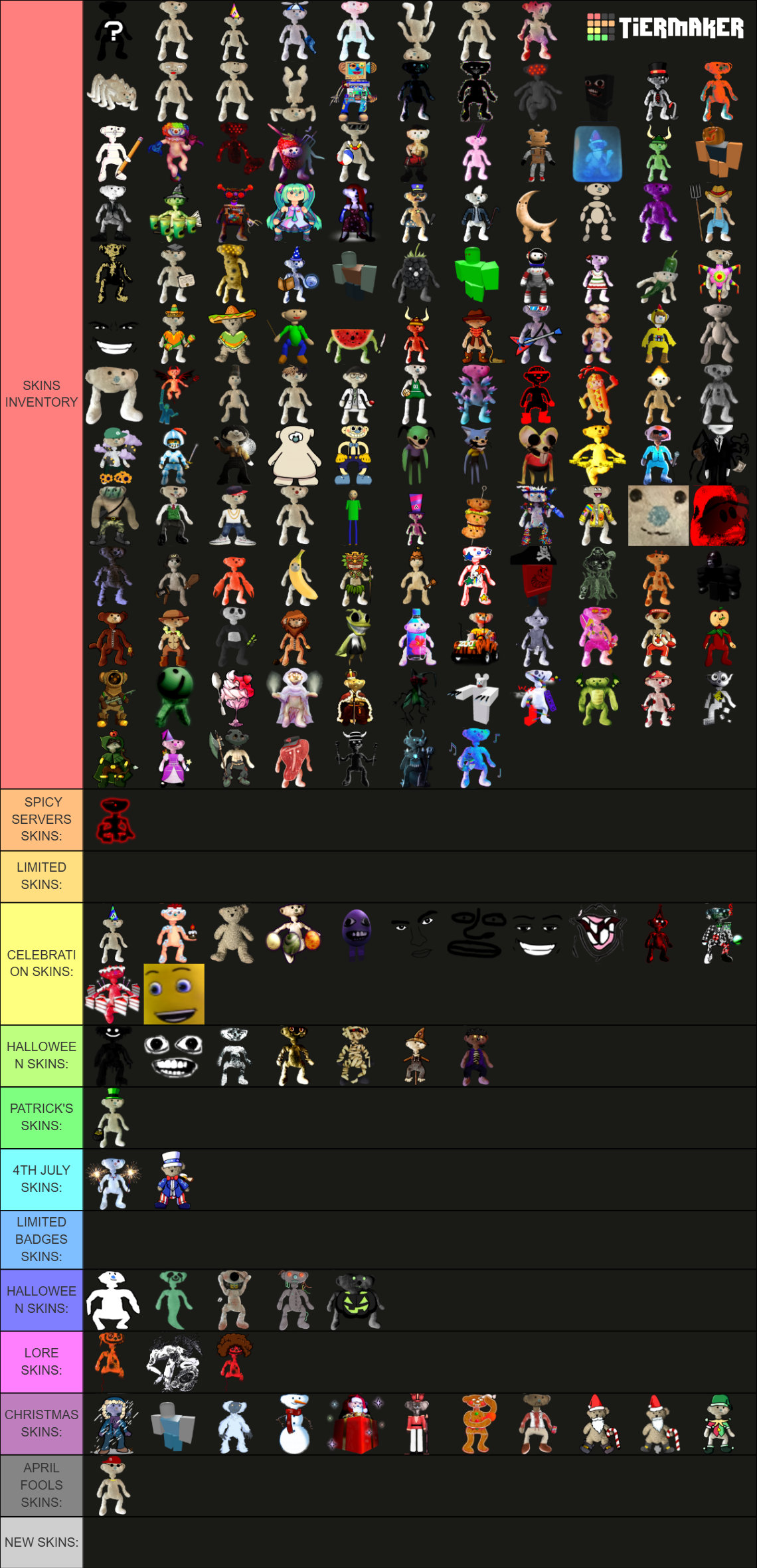BEAR (Alpha) Skins (2019-2024) Tier List (Community Rankings) - TierMaker