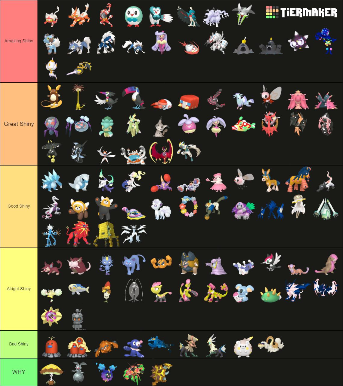 All Generation 7 Shiny Pokemon Tier List (Community Rankings) - TierMaker