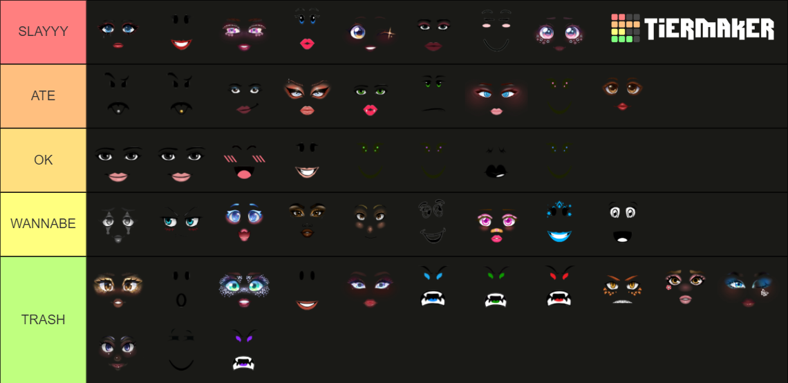 Barb/model faces roblox Tier List (Community Rankings) - TierMaker