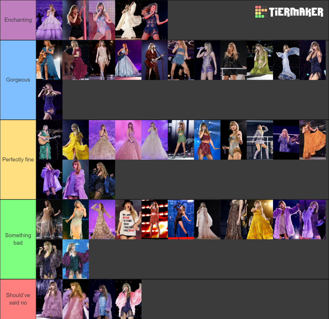 All eras tour outfits Tier List (Community Rankings) - TierMaker