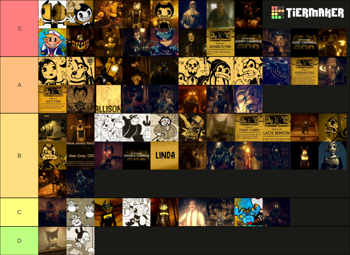 Bendy THE SERIES Characters Tier List (Community Rankings) - TierMaker