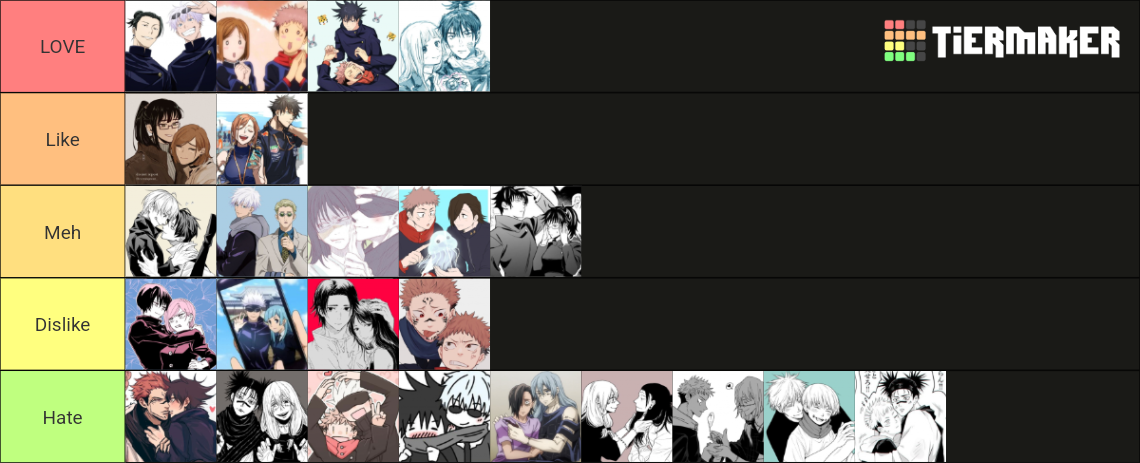 Jujutsu Kaisen Ships Tier List (Community Rankings) - TierMaker