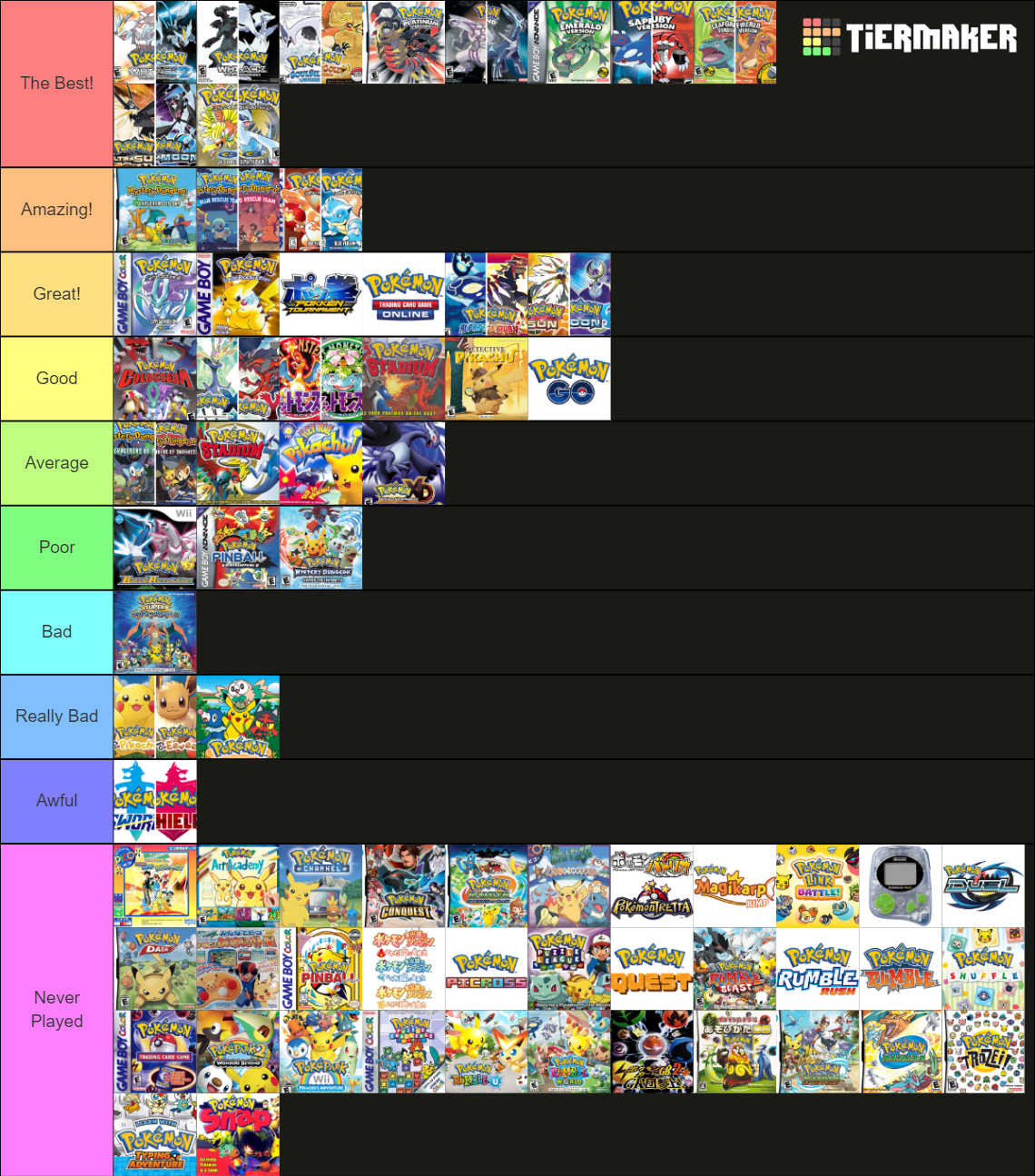 Every (EVERY) Pokemon Game Tier List (Community Rankings) - TierMaker