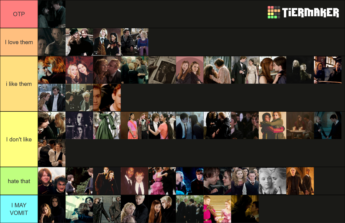 Harry Potter ALL ships Tier List (Community Rankings) - TierMaker