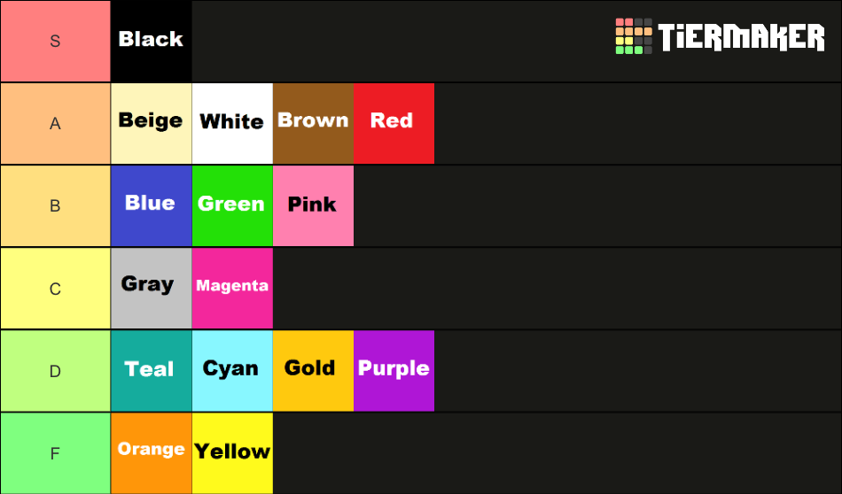 Favorite Color Tier List (Community Rankings) - TierMaker