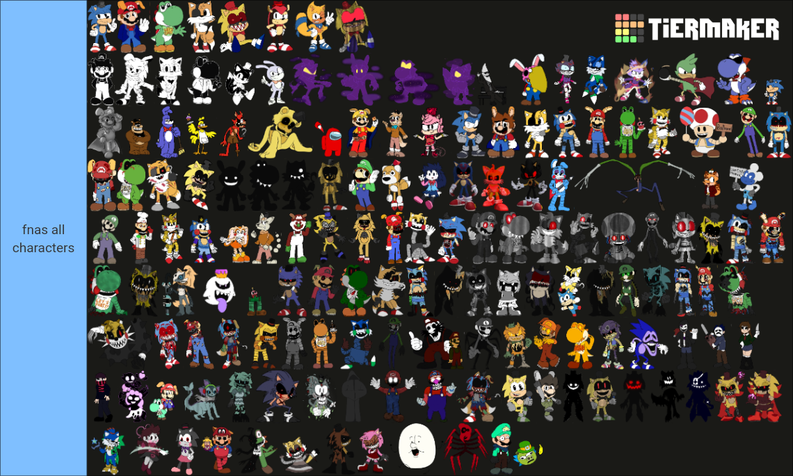 FNaS: Maniac Mania Characters(Including PLUS/INFINITE skins) Tier List ...