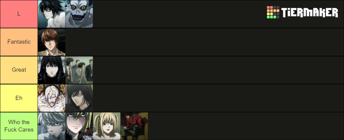 Death Note Characters Tier List (Community Rankings) - TierMaker
