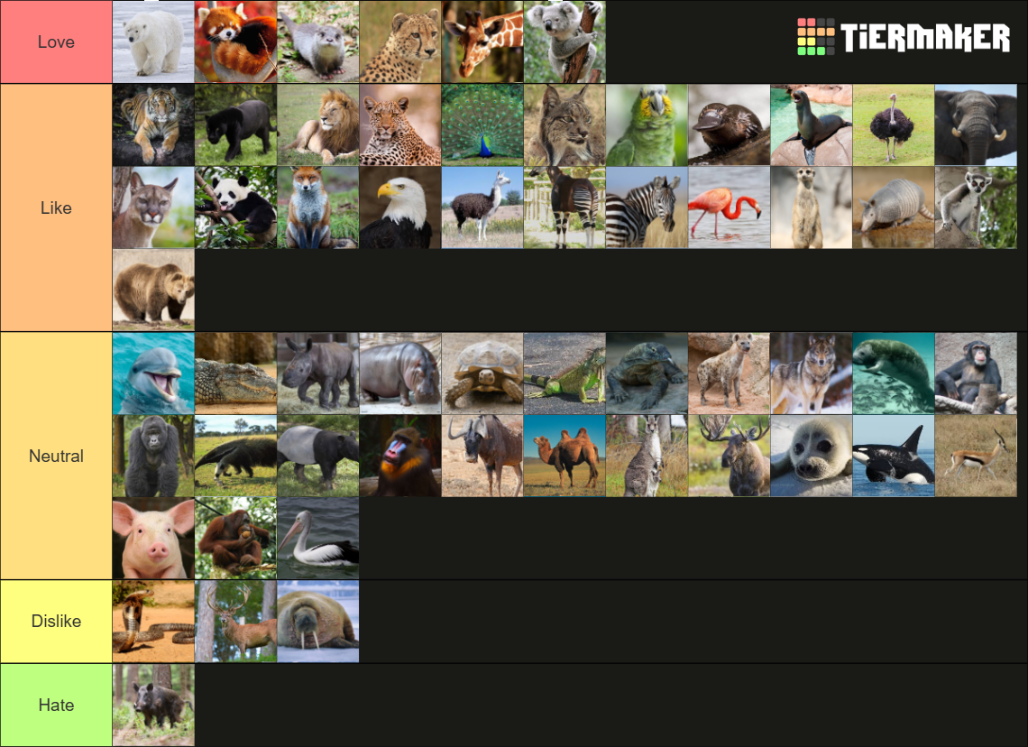 Zoo Animals Tier List (Community Rankings) - TierMaker