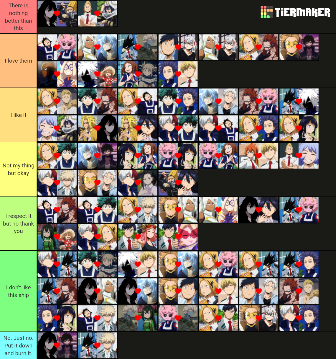 MHA Ships Tier List (Community Rankings) - TierMaker